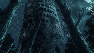 【フリー素材】蜘蛛の巣と古い塔（4枚）