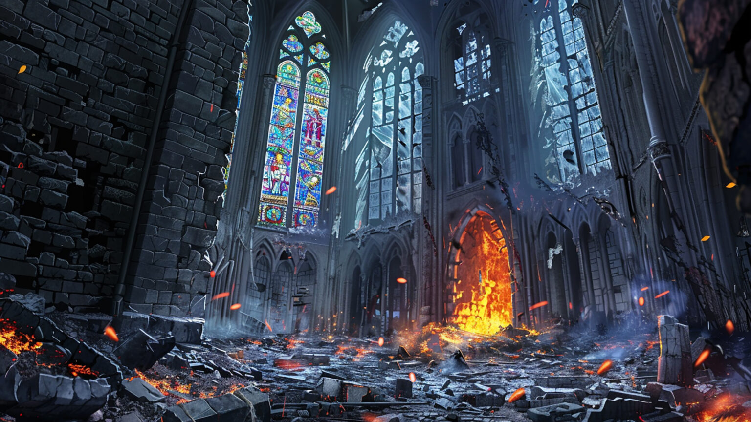 【フリー素材】燃える聖堂（4枚）