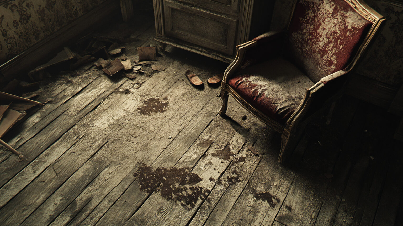 【フリー素材】汚れた床と散らかった椅子（5枚）