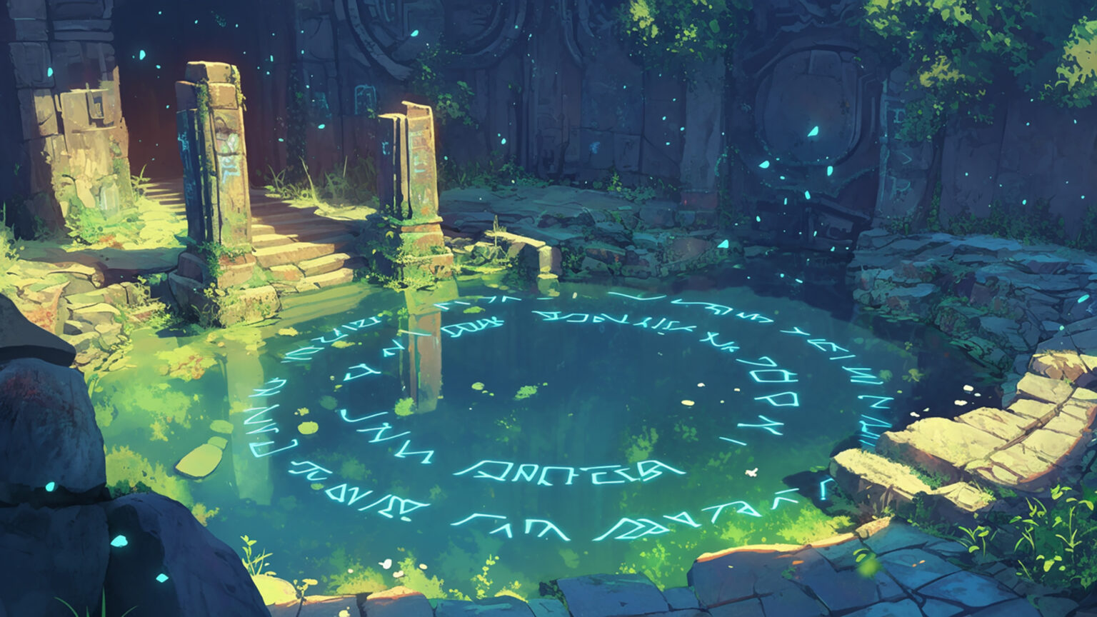 【フリー素材】水面に輝く魔法の紋章（4枚）