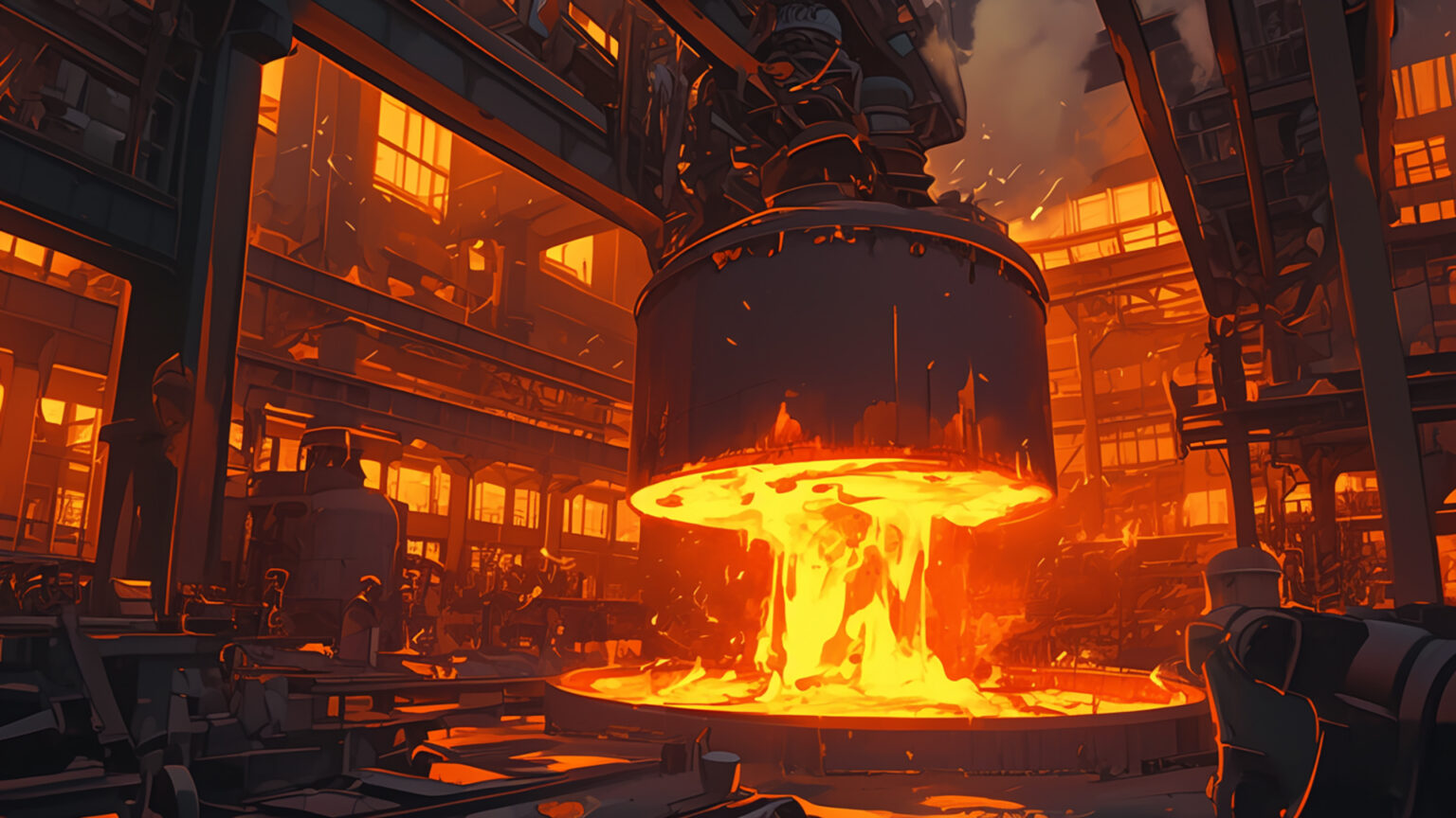 【フリー素材】製鉄所の溶鉱炉（3枚）