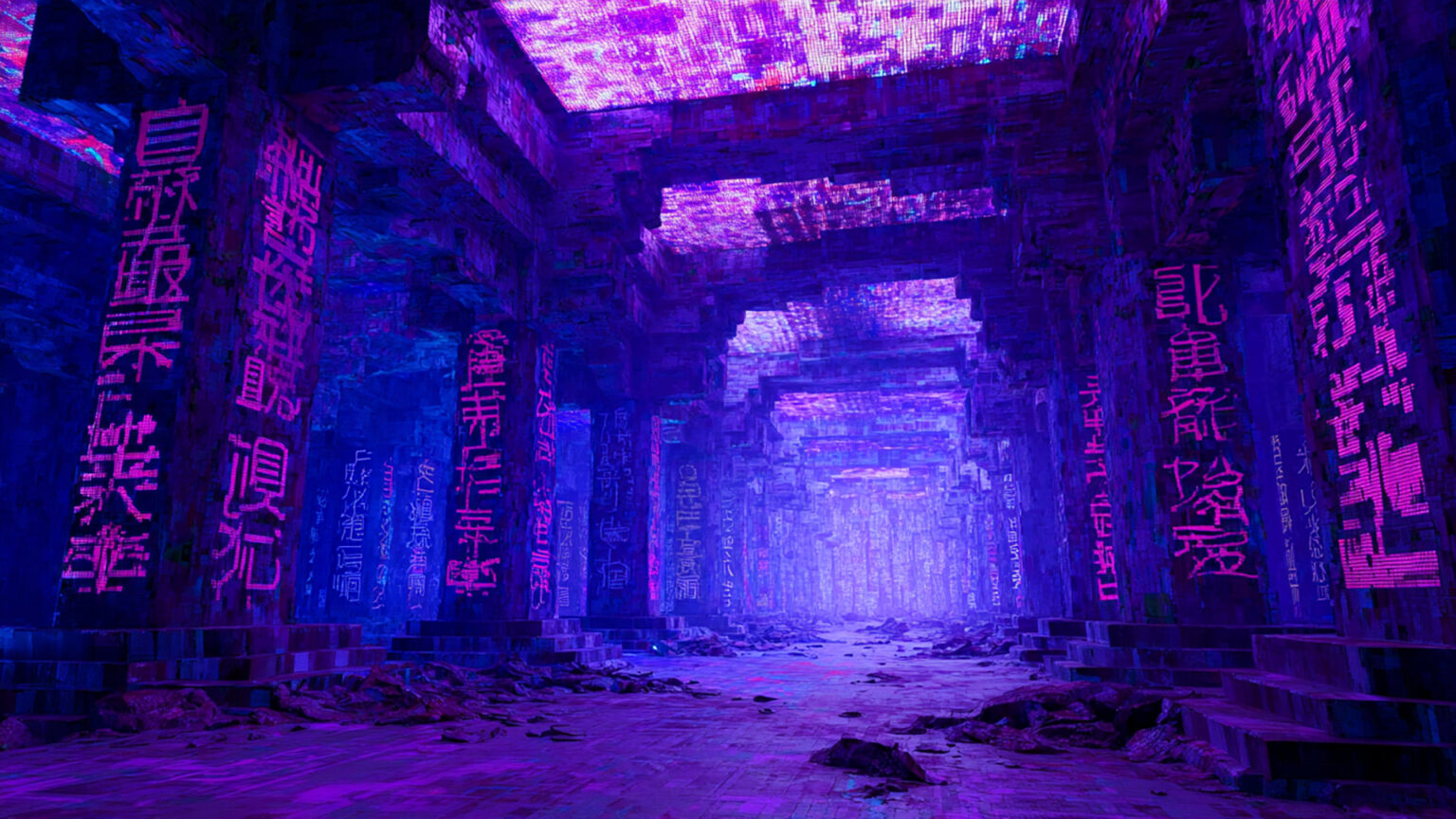 【フリー素材】廃墟サイバー寺院／神殿（3枚）