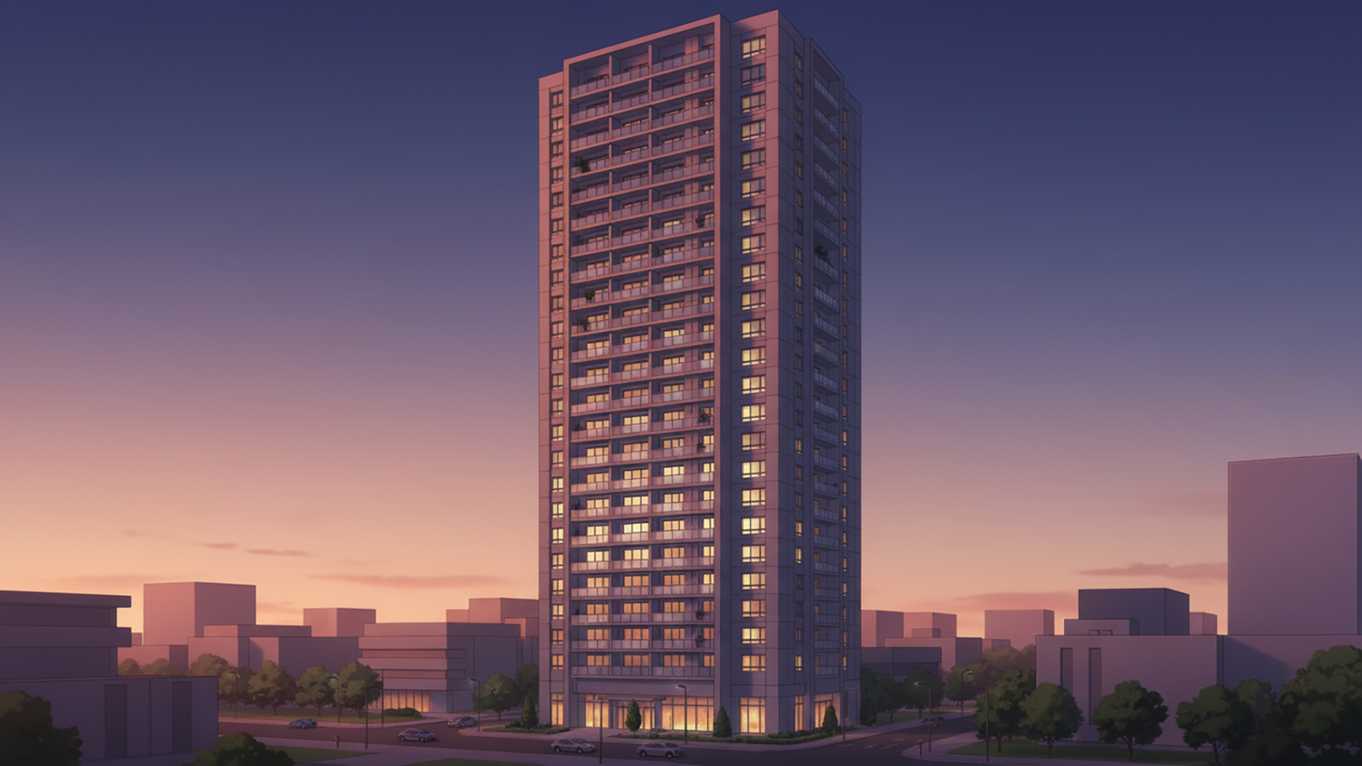 【フリー素材】高層マンションの外観｜差分あり（3枚）